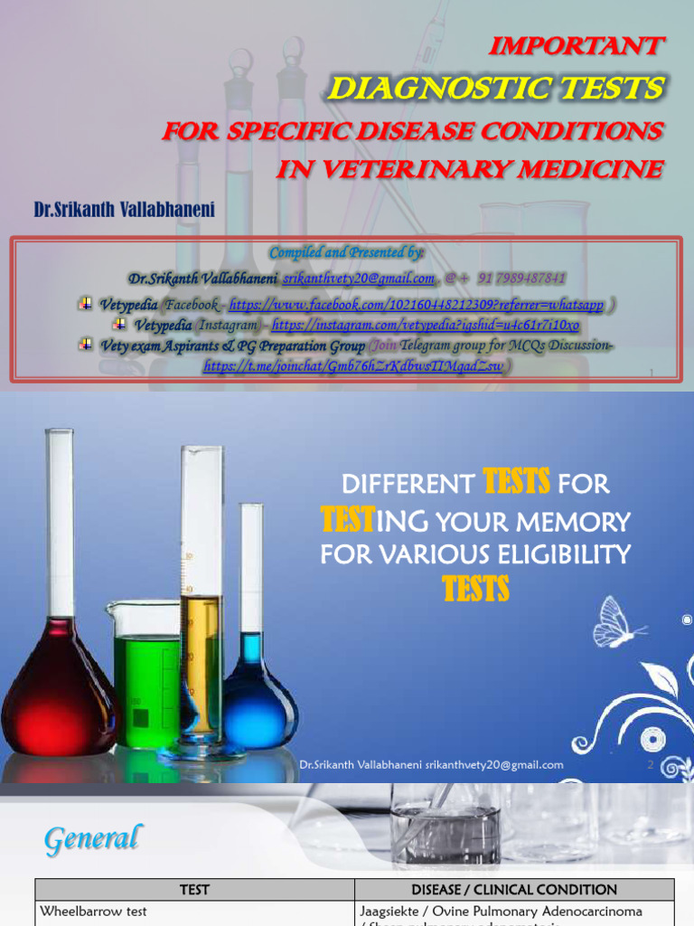Important Diagnostic Tests Veterinarymedicine | PDF | Milk