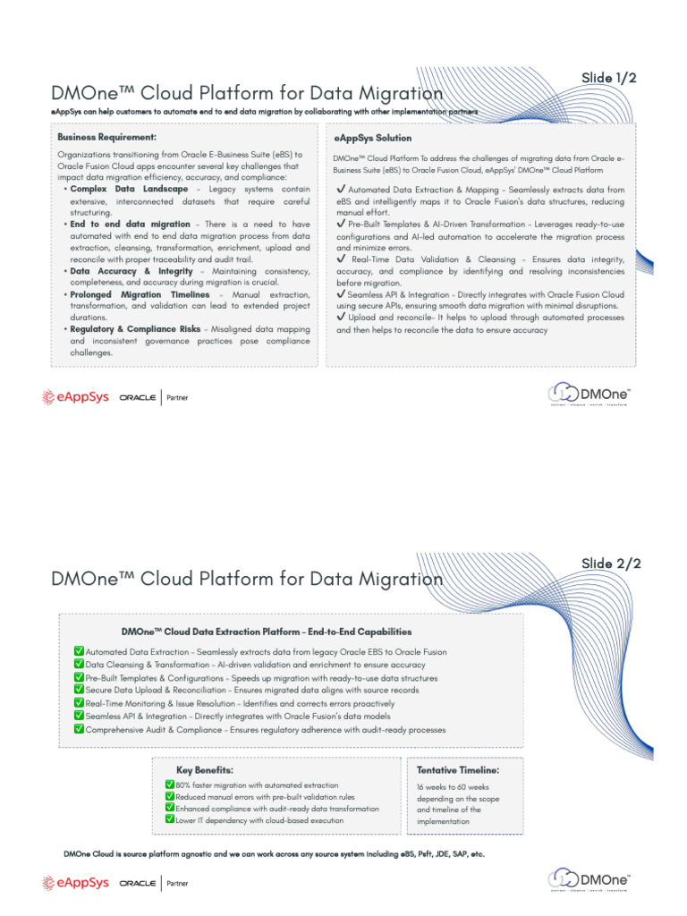 Eappsys End To End Data Migration DMOne Platform & Services | PDF ...
