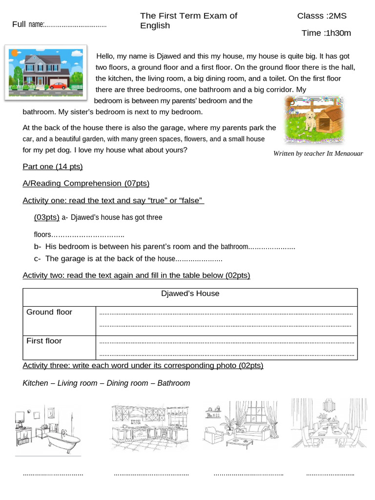 2MS First Term Exam by Mr. Itt Menaouar | PDF | Room | Language Families