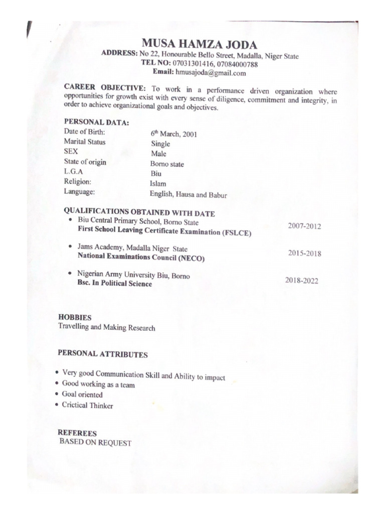 Musa Hamza Joda | PDF