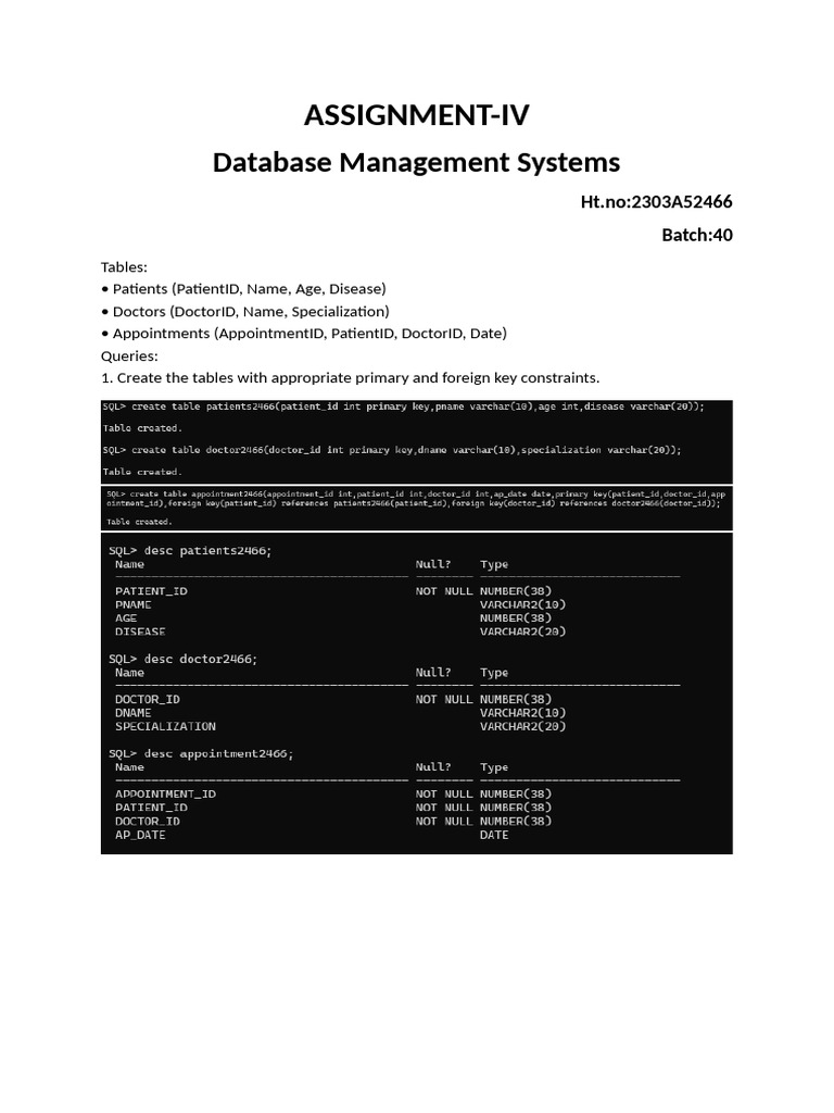 Dbms Assignment | PDF