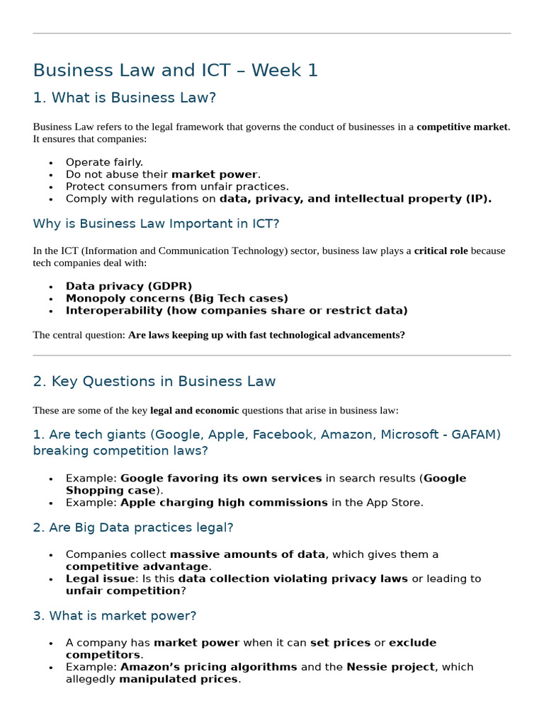 Understanding Business Law in ICT | PDF | Competition Law | Market Power