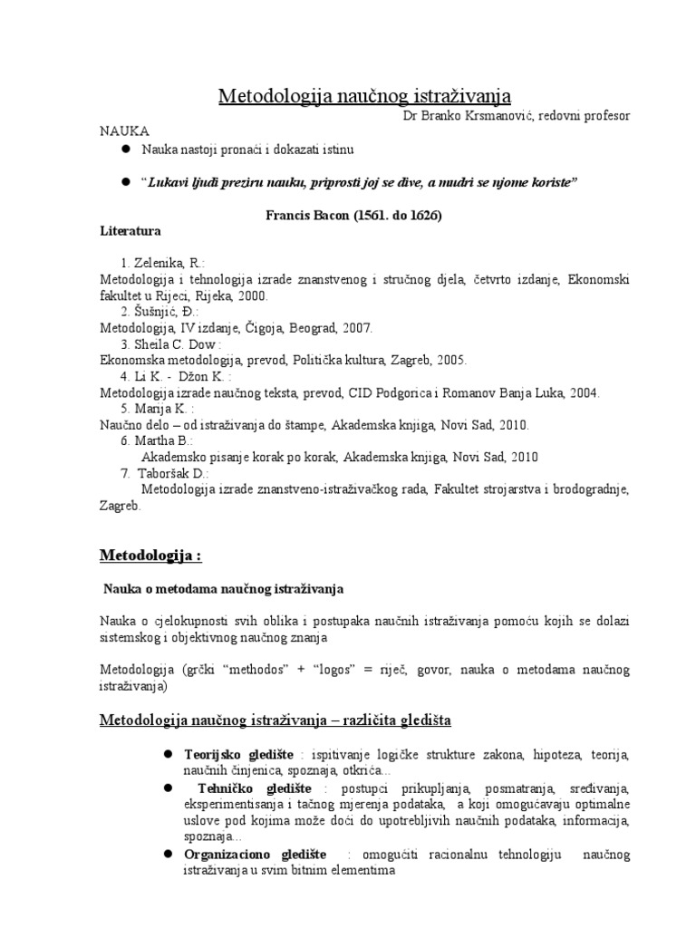 Metodologija naučnog istraživanja