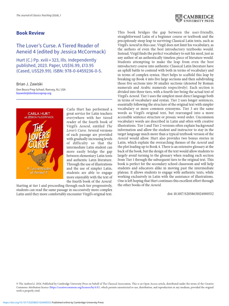 The Lovers Curse A Tiered Reader of Aeneid 4 Edit | PDF | Latin | Aeneid