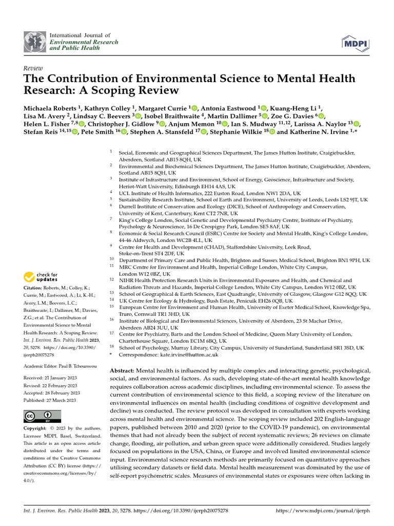 Ijerph 20 05278 | PDF | Well Being | Science