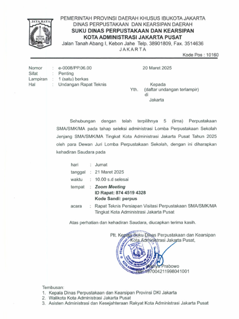 Scan Surat Undagan Rapat Teknis PDF | PDF