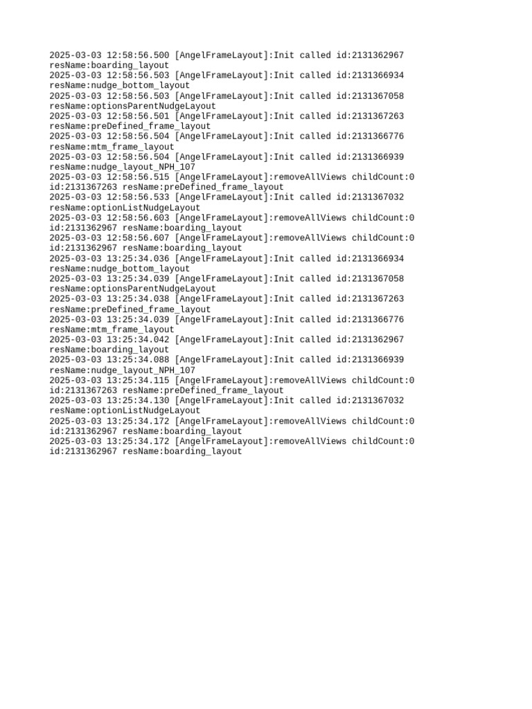 AngelFrameLayout Initialization Logs | PDF
