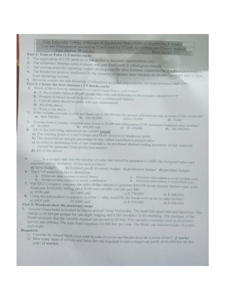 Cost LL Final Exm From UNITY | PDF