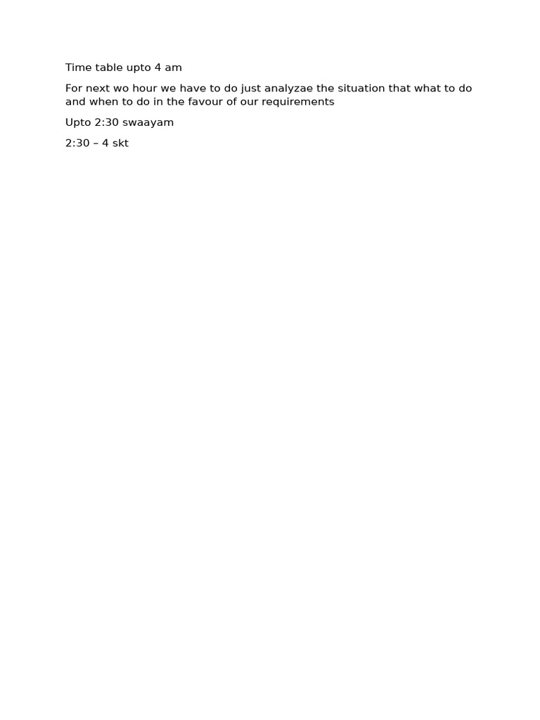 Time Table Upto 4 Am | PDF