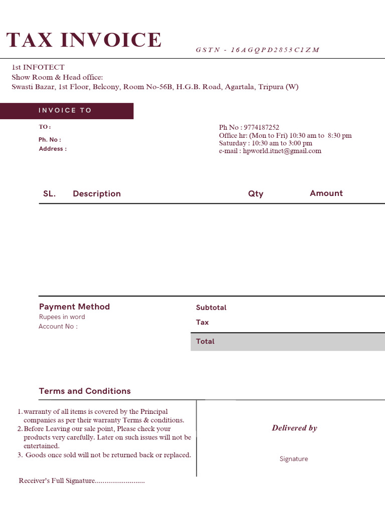 Invoice HP laptop | PDF