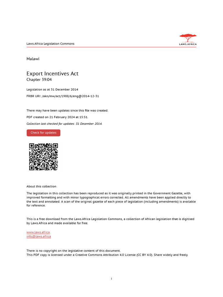 Export Incentives Act | PDF | Customs | Creative Commons License