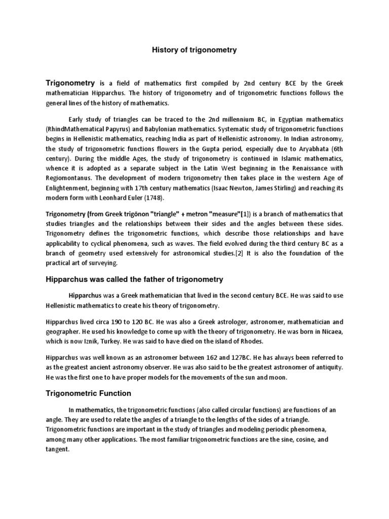 Hip Parch Us Was Called The Father of Trigonometry | PDF ...