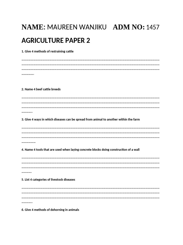 Give 4 Methods of Restraining Cattle | PDF | Livestock | Domesticated ...