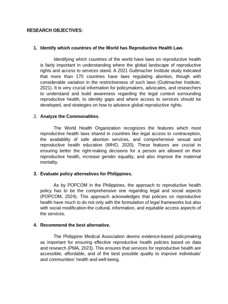 Research Objectives-Perez | PDF | Reproductive Rights | Human Reproduction