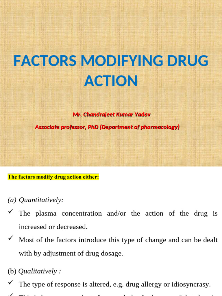 Factors Modifying Drug Action | PDF