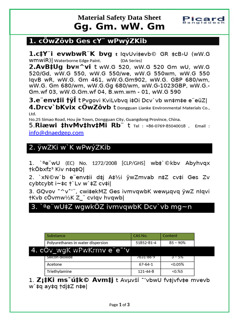 MSDS - Waterborne Edge Paint.16-09-2023 | PDF | Working Conditions ...