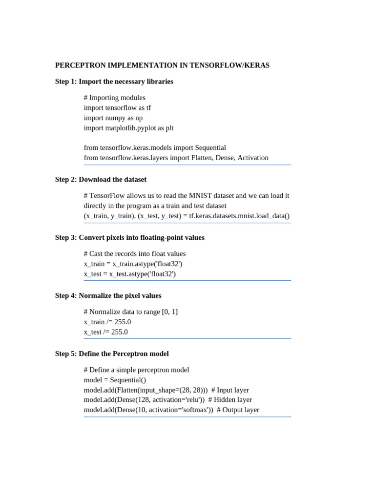 Perceptron TensorFlow Keras | PDF