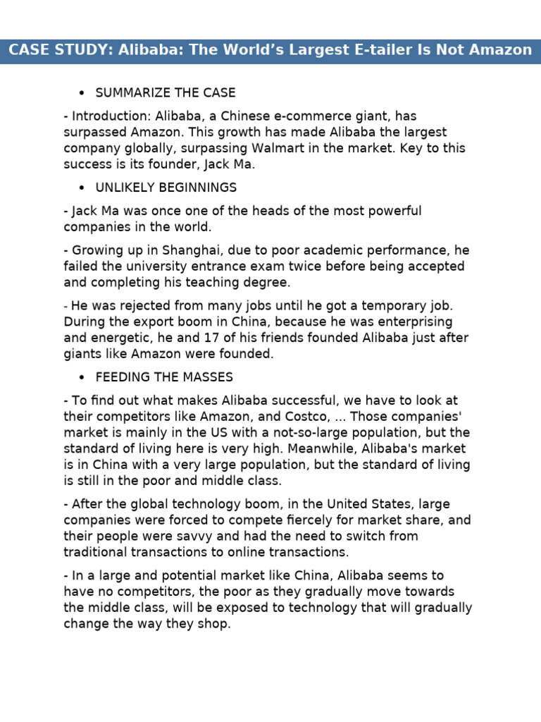 SUMMARIZE THE CASE - ALBB - Marketing | PDF | Alibaba Group | E Commerce