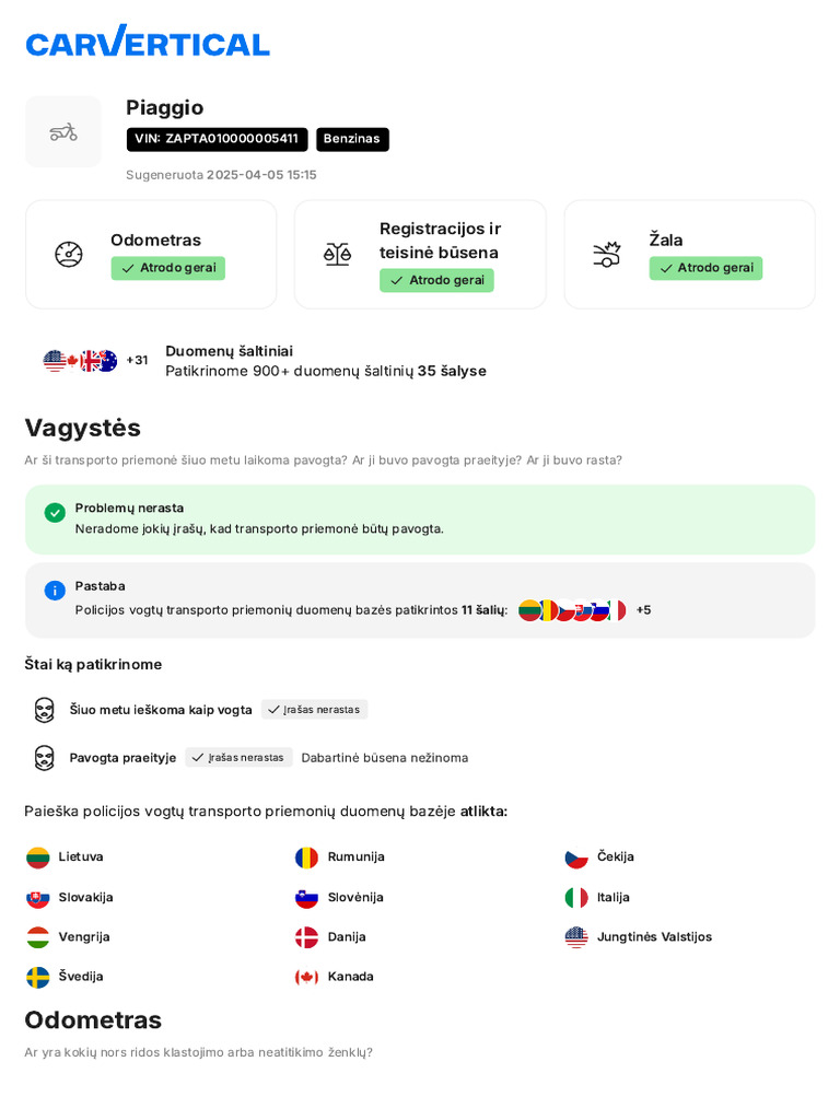 Carvertical - ZAPTA010000005411 | PDF