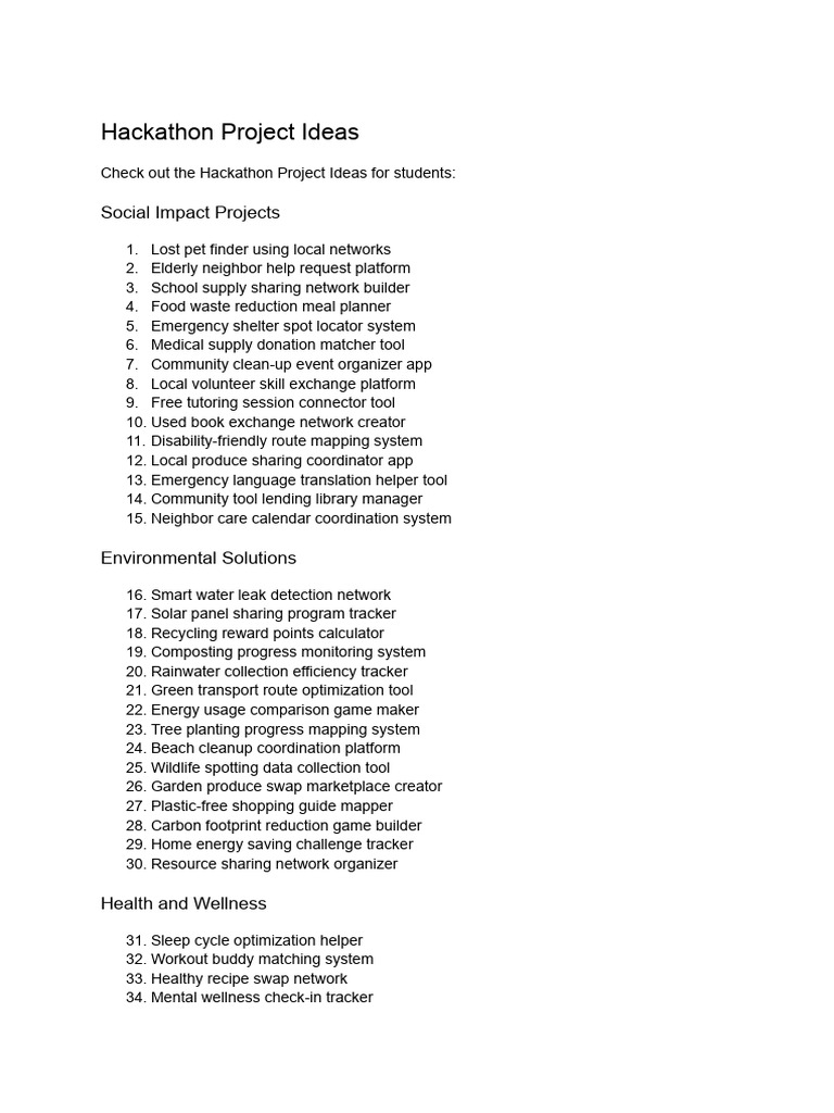 Hackathon Project Ideas 2 | PDF | Automation | Home Automation