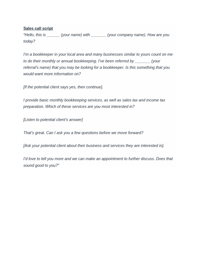 8a.+Sales+Call+Script | PDF