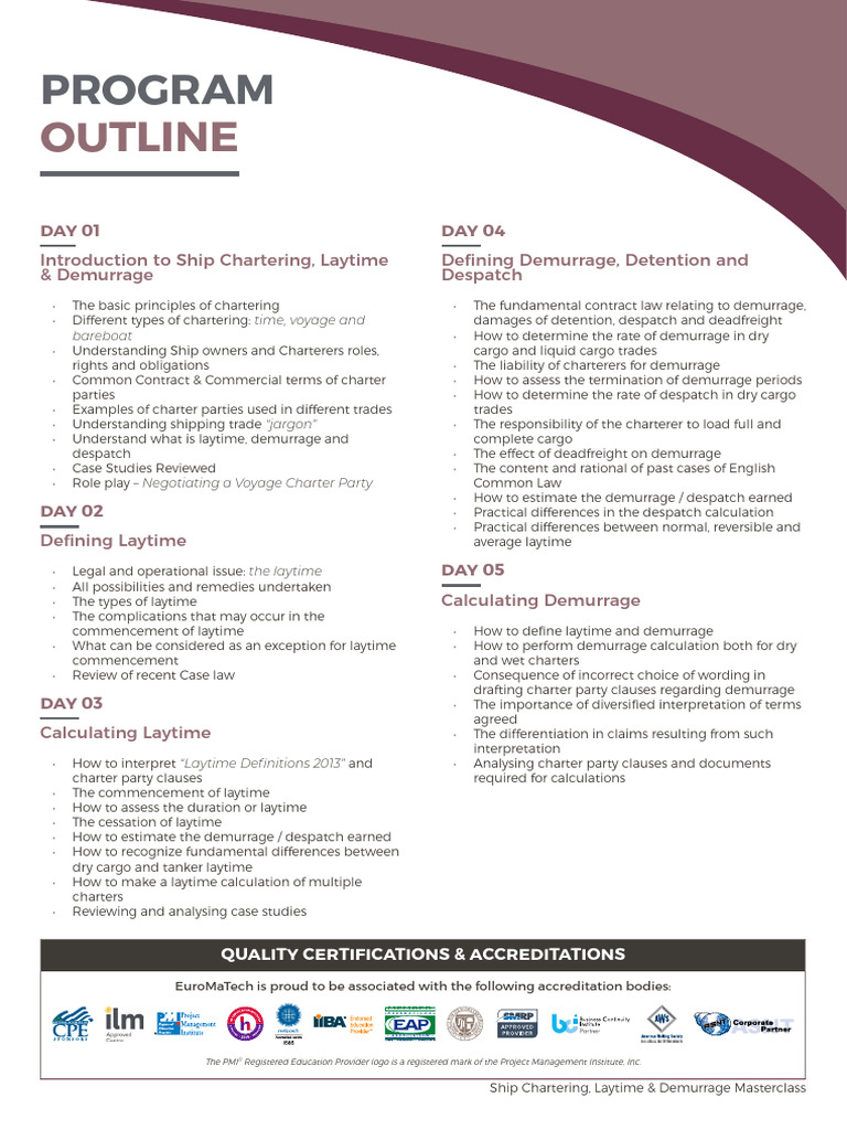Ship Chartering Laytime Demurrage Masterclass Страницы 3 | PDF | Shipping