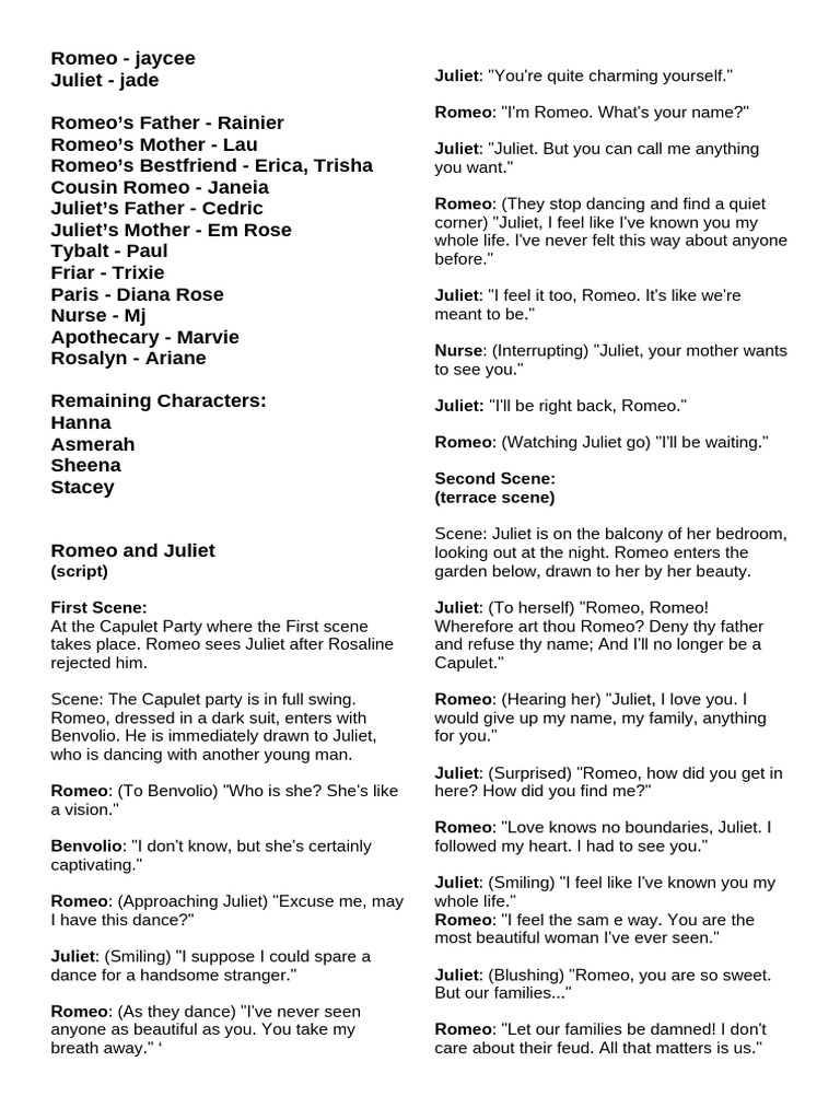 SCRIPT-of-ROMEO-and-JULIET | PDF | Characters In Romeo And Juliet ...