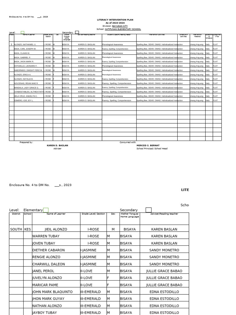 Individualized Reading Intervention Plan | PDF | Learning Methods ...
