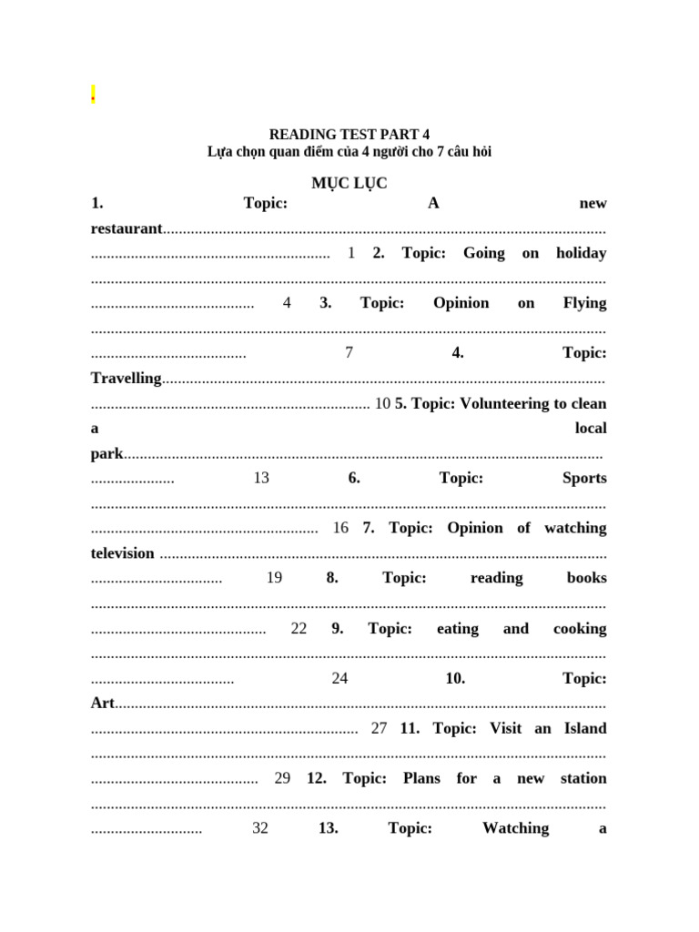 Reading Test Part 4 | PDF