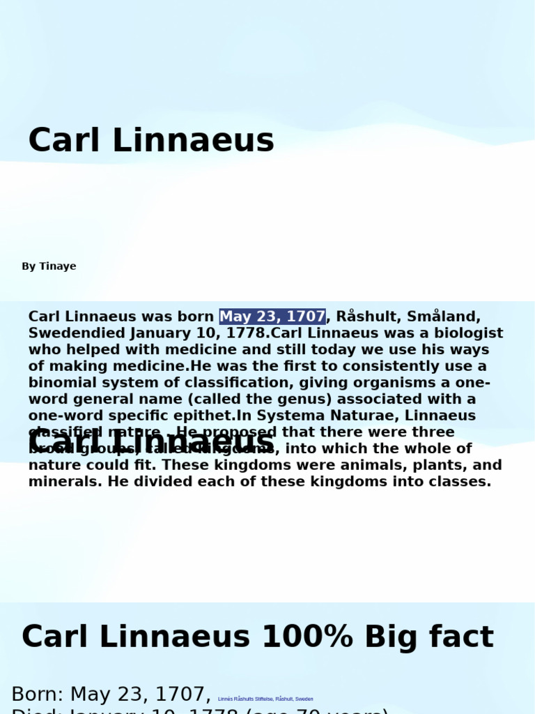 Linnaeus: Pioneer of Biological Classification | PDF