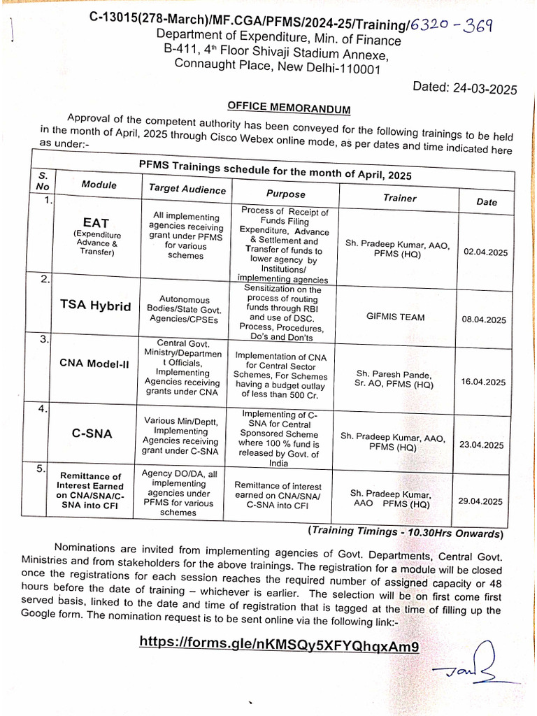 Training Schedule For The Month of April 2025 | PDF