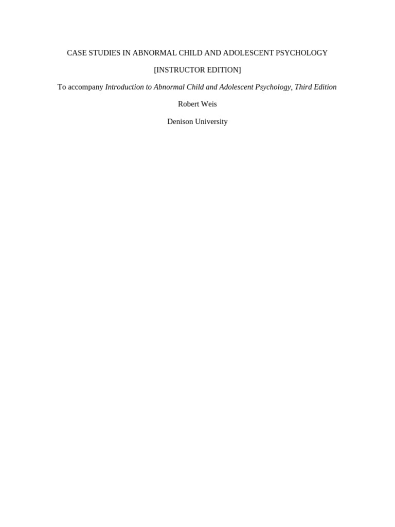 Abnrmal Child:adolescent Psych Case Studies | PDF | Mental Disorder ...