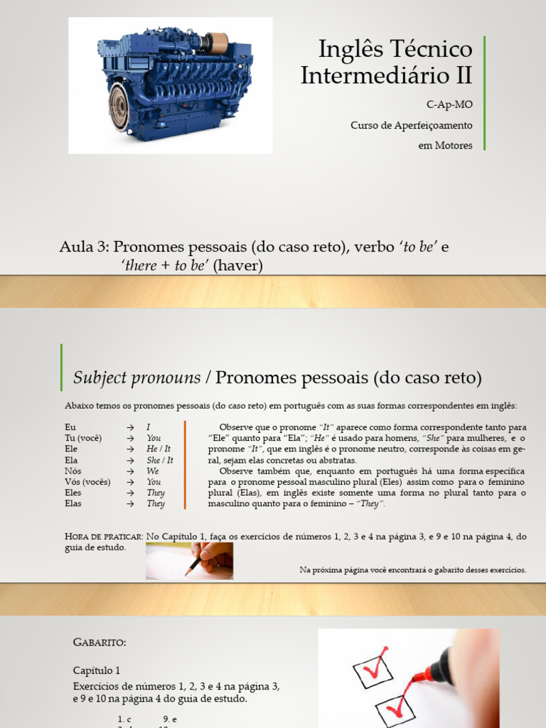 Aula 3 - Pronomes Pessoais, Verbo To Be e There + To Be | PDF ...