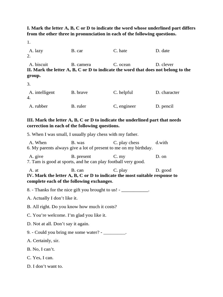 English Grammar Practice Test | PDF