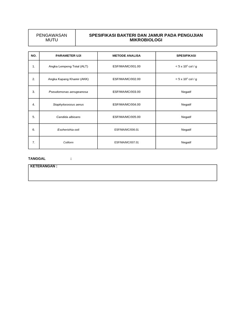 Spesifikasi Produk Jadi Pdf