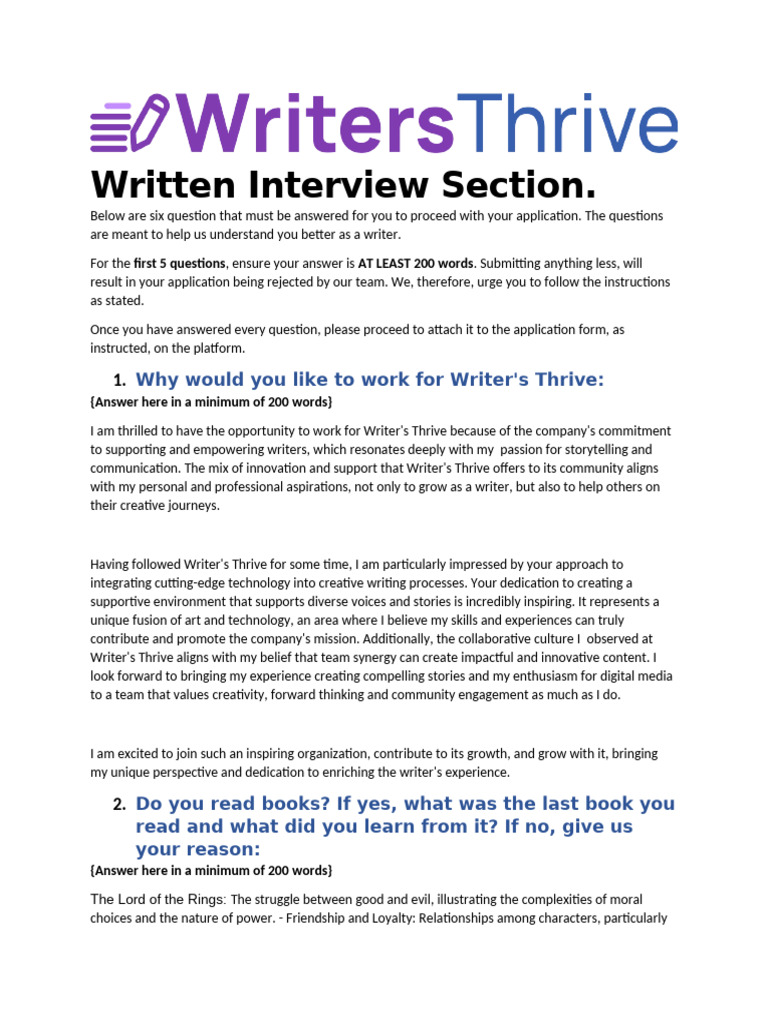 WT Written Interview Questions | PDF