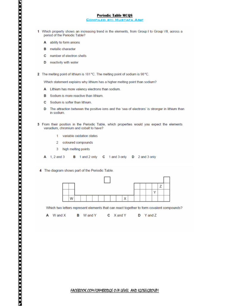 Chem Work Periodic Table | PDF