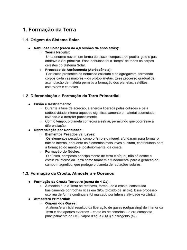 Formação da Terra | PDF | Terra | Escala de tempo geológico