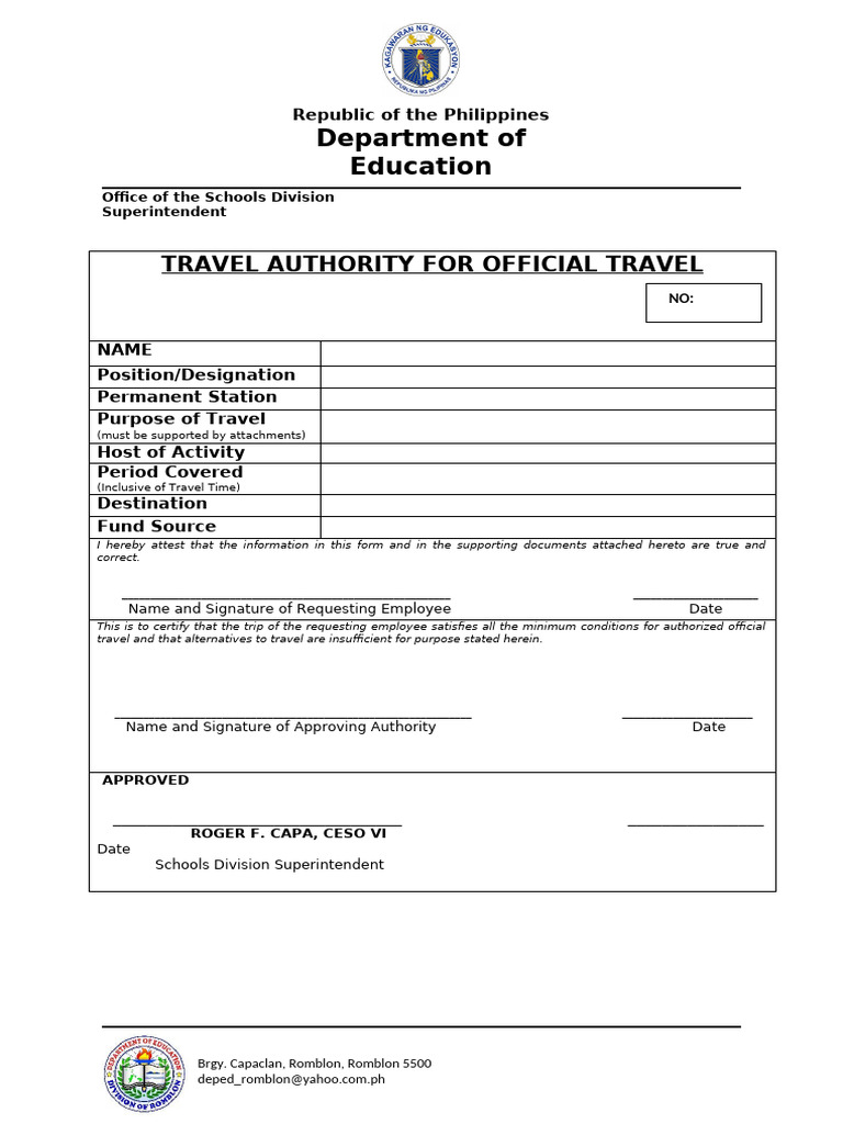 New-Travel-Order-Form-1 | PDF