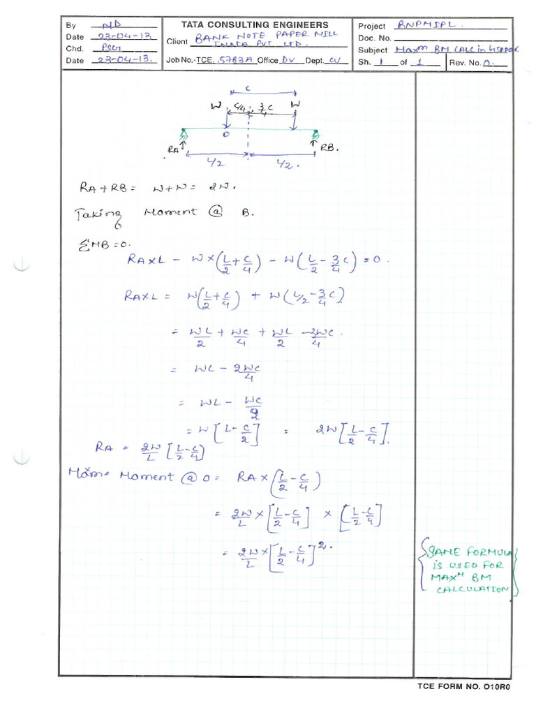 MAX BM CALCULATION-GENERALIZED-gantry Girder | PDF