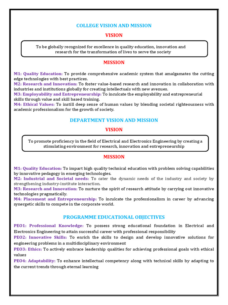 Vision Mission Front Sheet Colour | PDF