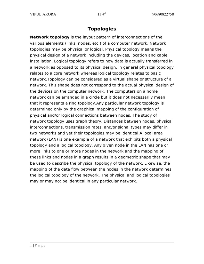 Overview of Network Topologies | PDF | Network Topology | Computer ...