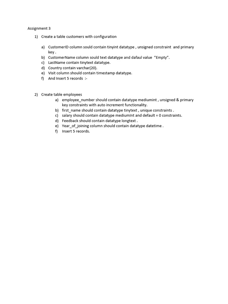 Mysql Assign 3 | PDF