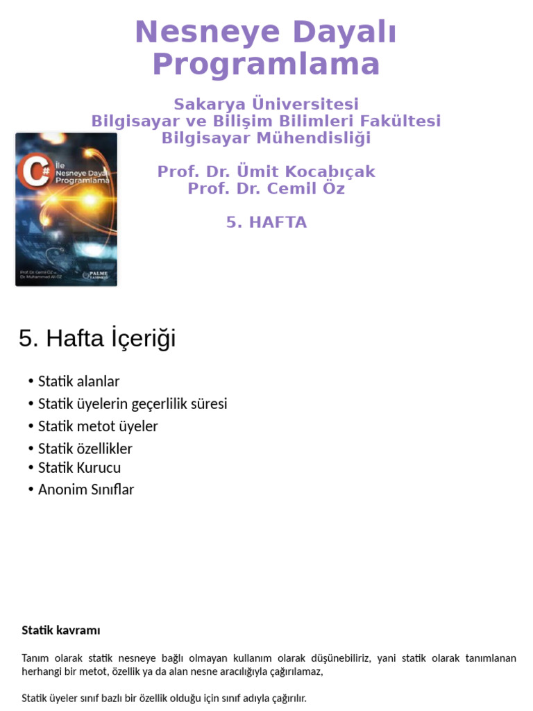 NDP StaticClass (Hafta6) | PDF
