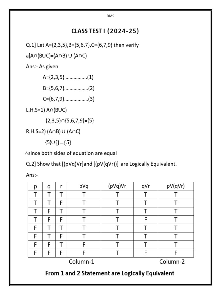Solved Dms Ct1, Mid Sem, Ct2 | PDF | Graph Theory | Discrete Mathematics