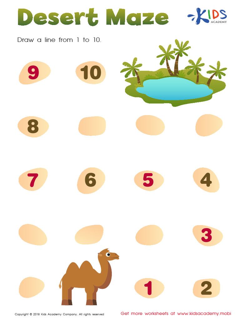 Preschool Desert Maze Worksheet | PDF