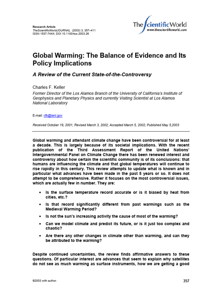 Global Warming: Evidence and Policy Review | PDF | Climate Change ...