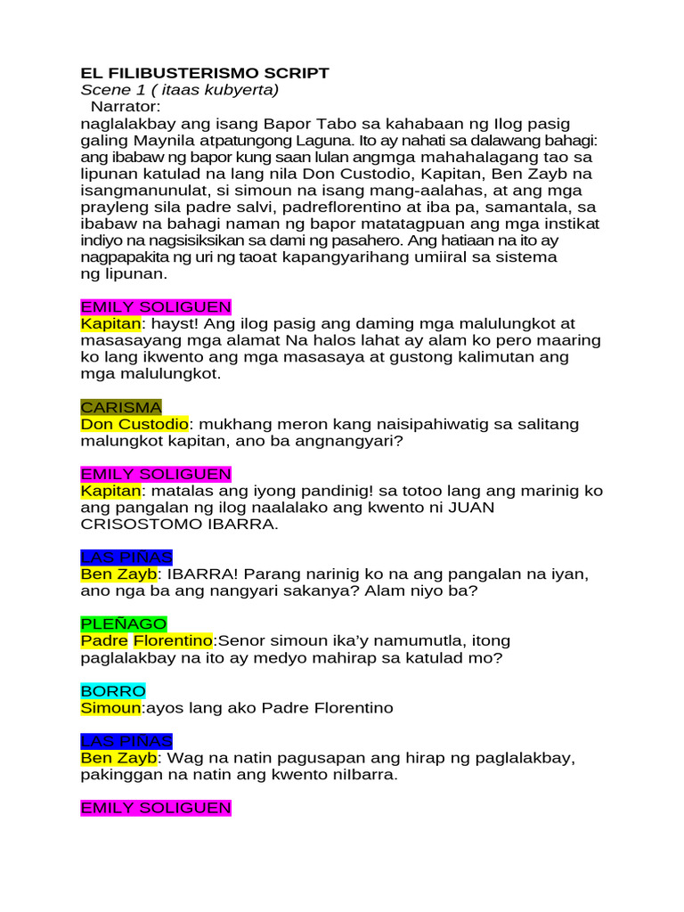 El Filibusterismo Script | PDF