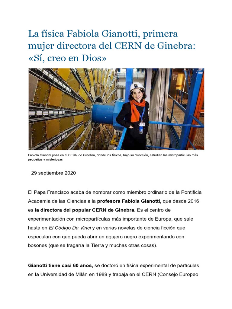 _FABIOLA GIANOTTI | PDF | Física | Dios