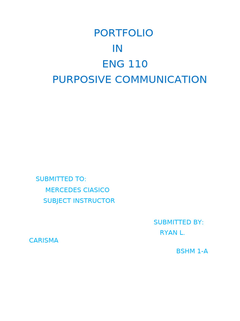 Ryan Carisma BSHM 1 Portfolio Purposive Communication | PDF